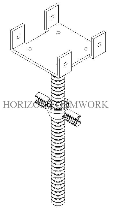 ACME Threaded Scaffold Screw Jack with Cast Base Plate and U Heads