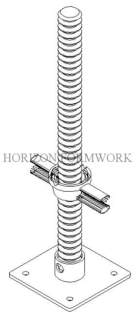 ACME Threaded Scaffold Screw Jack with Cast Base Plate and U Heads