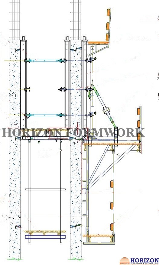CB240 Self Climbing Scaffold System Powder Coated Loading Bearing Platform